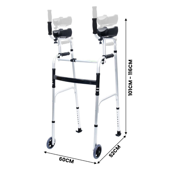 Forearm Upright Walker | Foldable with Adjustable Handles and Cane Box