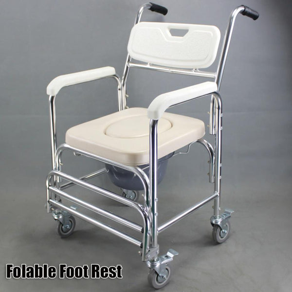 Mobile Shower Commode Chair | Showering and Toileting Aid with Wheels